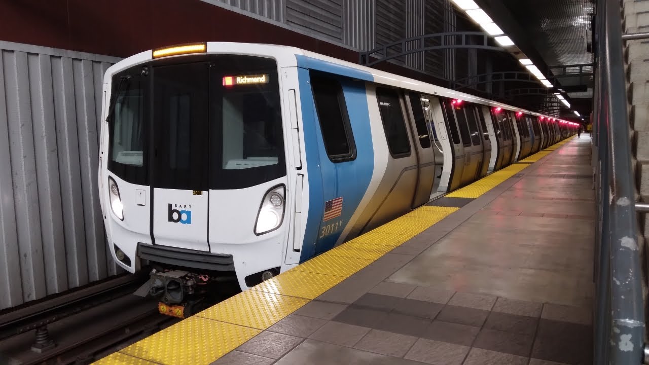 BART 6-Car Red Line Richmond Train Departs South San Francisco Station ...