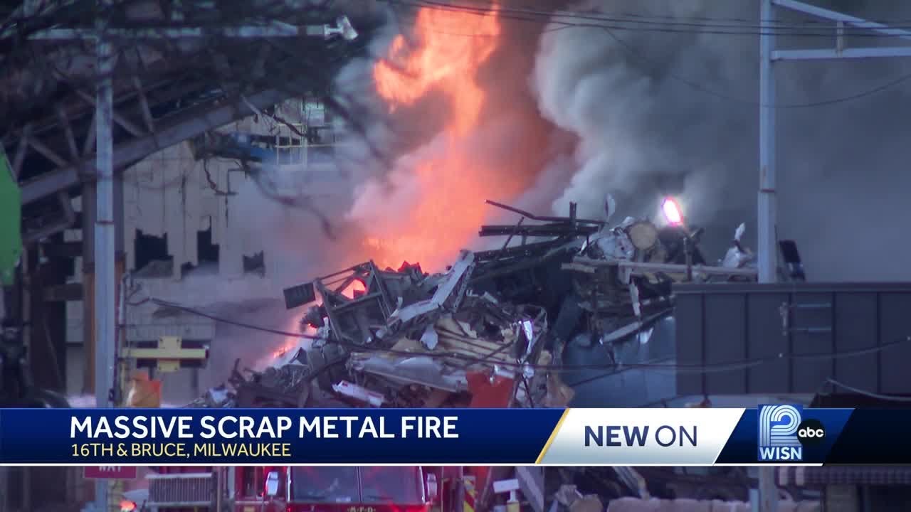 Massive fire burns at scrap metal recycling facility in Menomonee ...