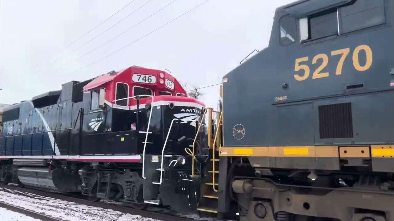 Amtrak GP38-3 locomotive in the Phase VII (7) paint scheme being delivered by CSX - YouTube