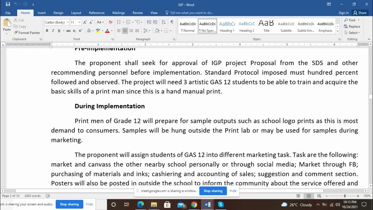 Income Generating Project DepEd sample content SDS Approved for ...