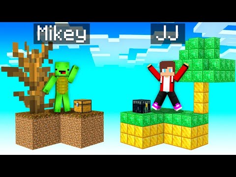 Mikey Poor vs JJ Rich SKYBLOCK Survival Battle in Minecraft (Maizen) - YouTube