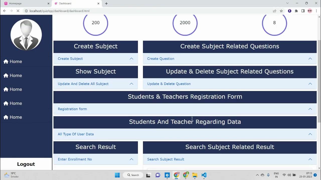 P-34 QUIZ APP DEVELOPMENT | HTML | CSS | JAVASCRIPT IN HINDI | STEP BY STP PROJECT WITH ADMIN ...