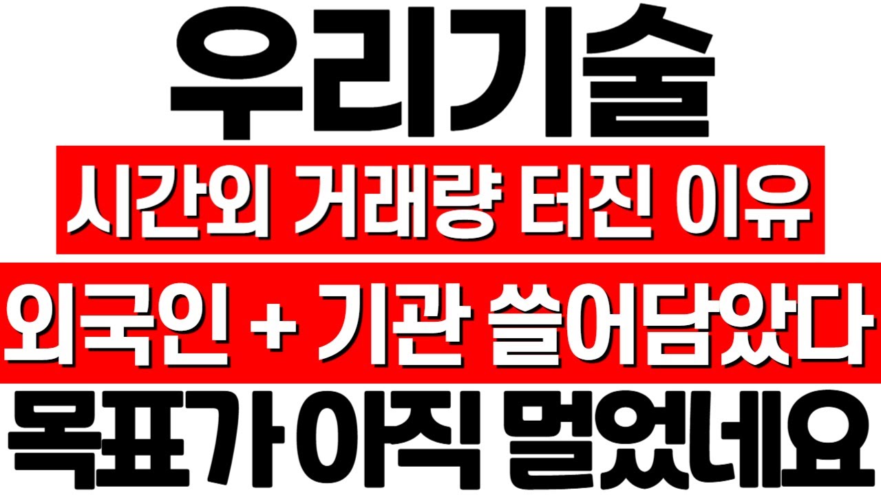 우리기술 주가 전망 시간외 거래량 터진 이유 외국인 기관 쌍끌이 매수 목표가 아직 멀었네요 우리기술 주식 분석 우리