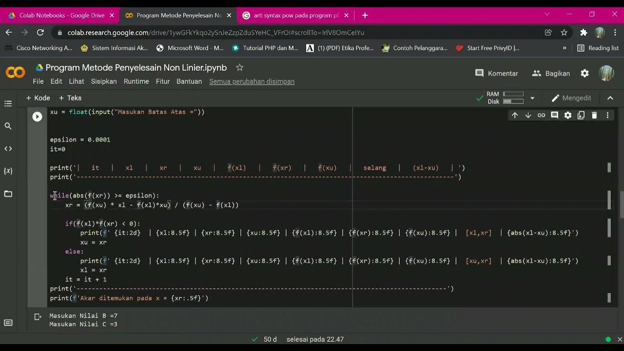Membuat Program Penyelesaian metode Non-Linier menggunakan bahasa pemrograman python - YouTube