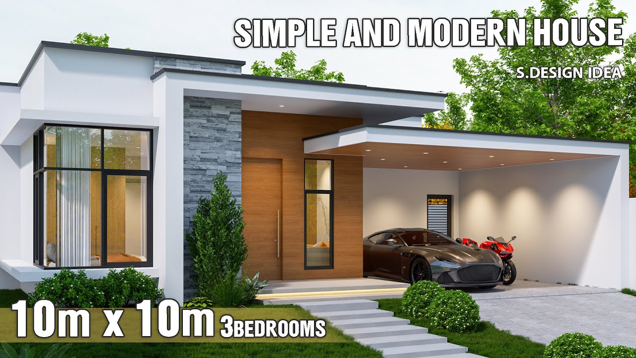 Simple and Modern House Design | 10 x 10 Meters | 3Bedrooms - YouTube