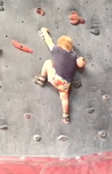 Rock climbing baby,Baby scales rock wall,Rock climbing baby scaled ...