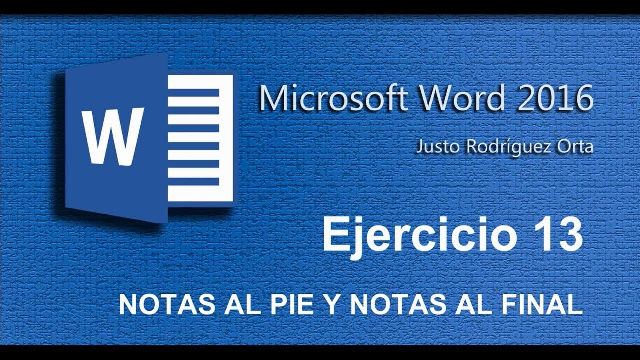 Word Básico - Ejercicio 13 - Notas al pie y al final - YouTube