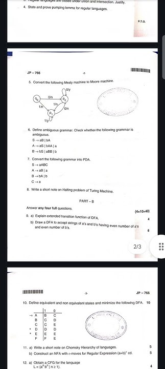 T JOHN MCA SEM-1 THEORY OF COMPUTATION QUESTION PAPER 2023 - YouTube