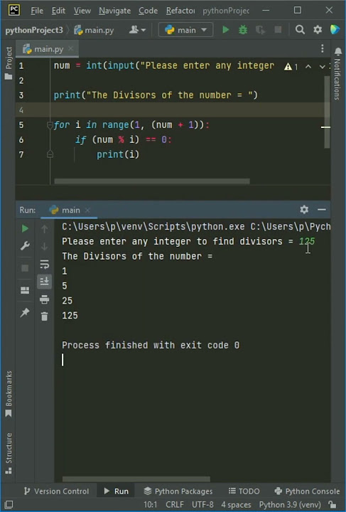 Python Program To Find All Divisors Of An Integer Python Shorts Pythonprojects Python3 Youtube