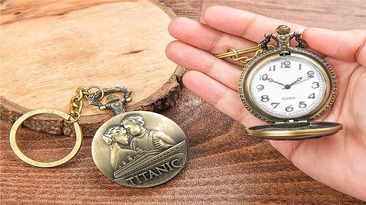Personalized TITANIC vintage antique brass keychain watch - YouTube