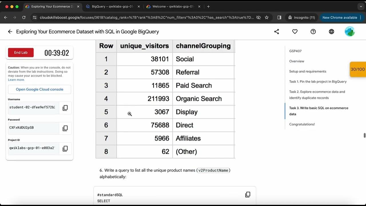 Exploring Your Ecommerce Dataset with SQL in Google BigQuery | GSP407 ...