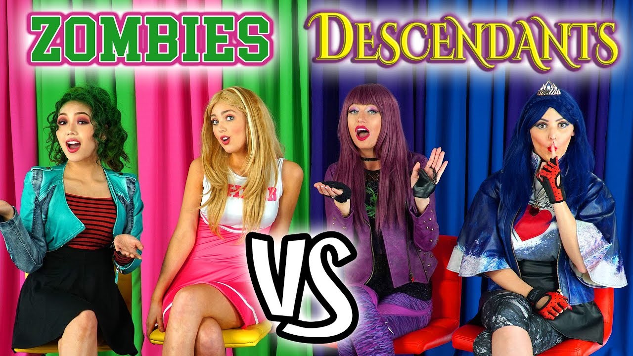 Zombies vs Descendants Catchphrase Challenge. Addison and Eliza vs Mal ...