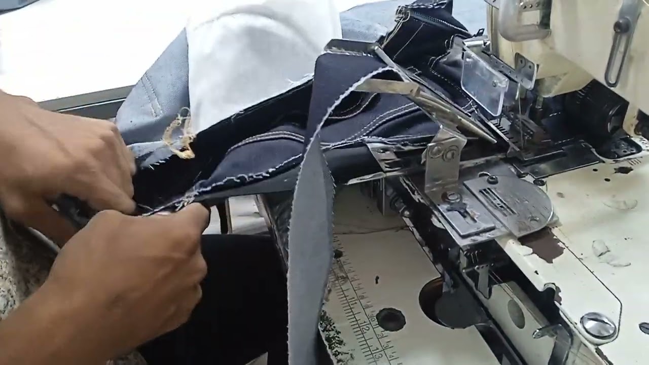 waist band join with insert inside elastic by kansai machine. - YouTube