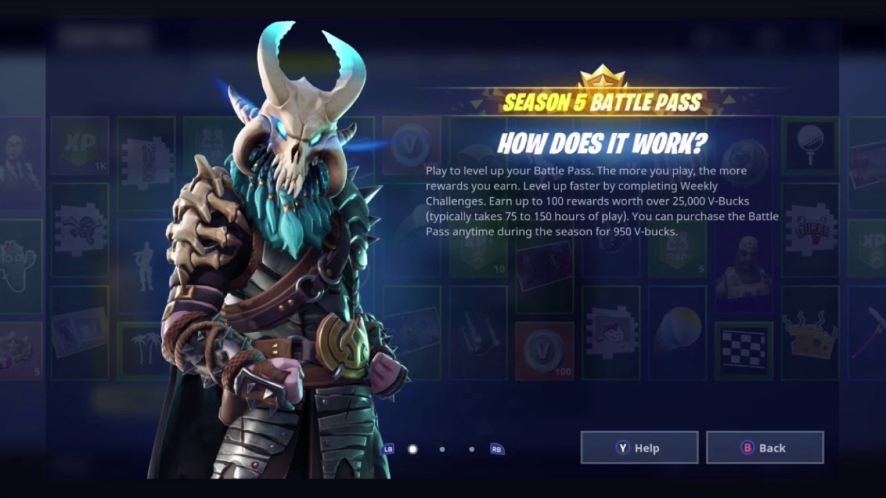 FORTNITE SEASON 5! MAXED TIER 100 RAGNAROK SKIN! ALL BATTLEPASS ITEMS ...