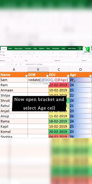 Learn how to find DOB from age #excel #exceltips #exceltutorial - YouTube