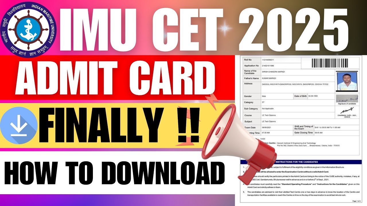 imu cet admit card 2025 | indian maritime university admit card | imu ...