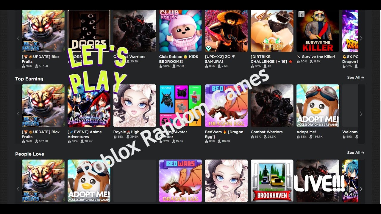 🔴Roblox Random Games Live Viewers Pick!🔴LIVE - YouTube