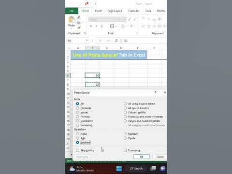 Paste Special Tab in Excel #shortsfeed #exceltutorial #exceltips #viral - YouTube