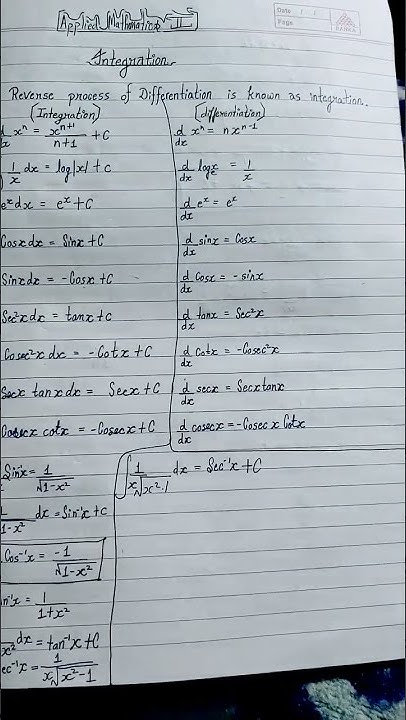 Applied Mathematics 2 Integration Formulas | Chapter 1 - YouTube