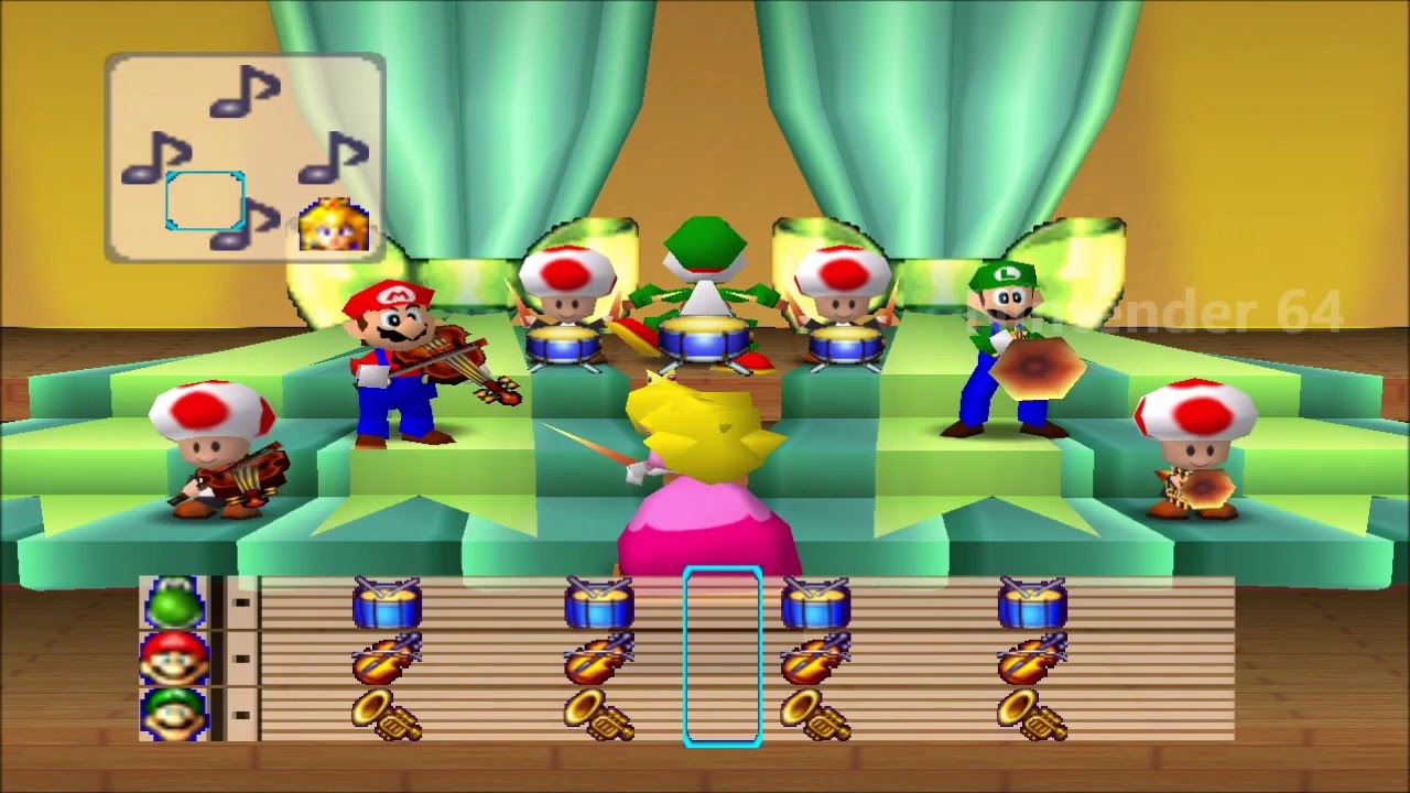 Mario Party Mini Game Mario Bandstand Mario vs Luigi vs Yoshi vs Peach ...