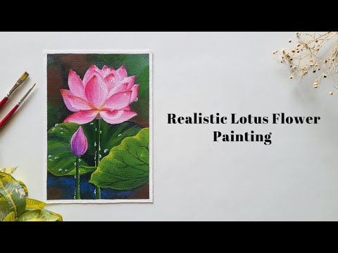 Realistic Lotus Flower Painting | Easy Acrylic Painting Tutorial Step ...