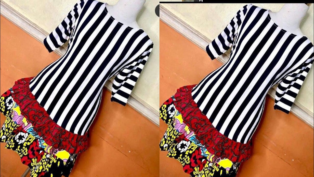 How to cut and sew a simple dress with three steps gather - YouTube