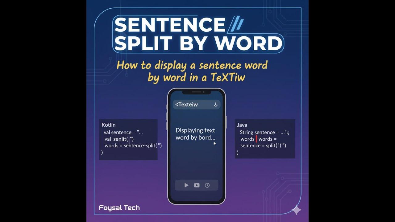sentence split by word in Android studio , How to display a sentence word by word in a TextView ...