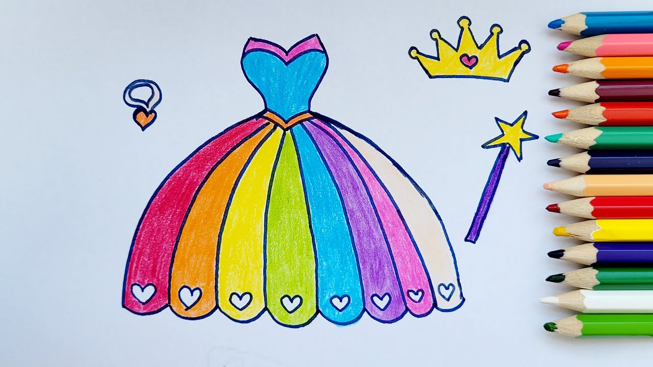 How To Draw PRINCESS DRESS easy | Princess dress SET drawing and ...