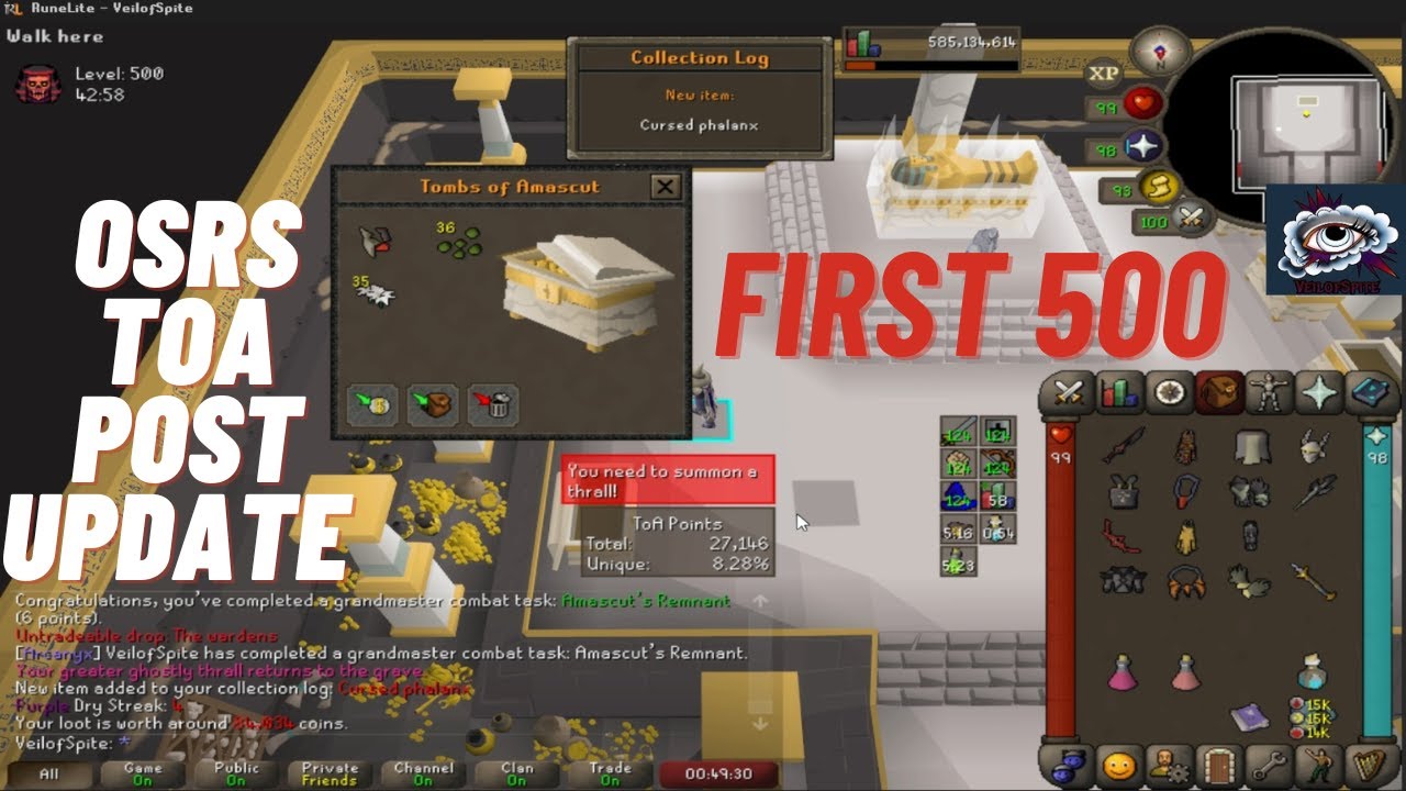 OSRS TOA Post Update First 500 (Fang Kit) No Red X - No Butterfly ...