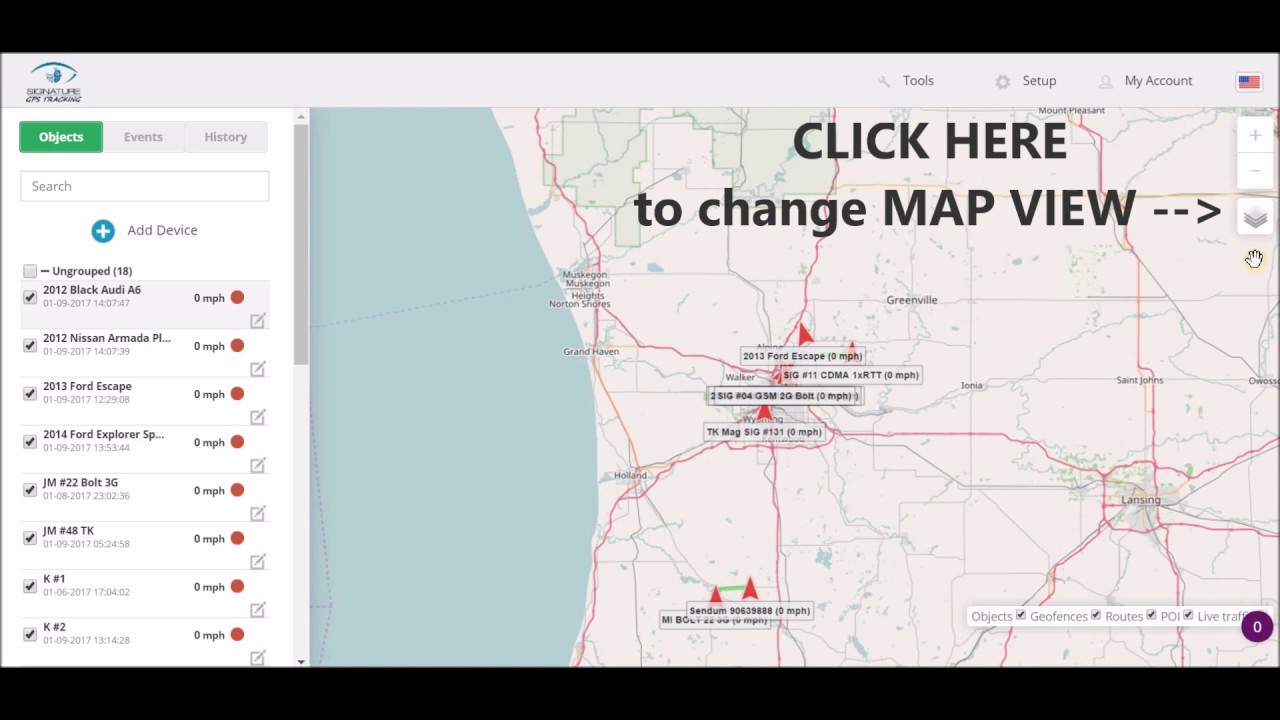 Signature GPS Tracking - Tutorial: Login & Change Maps. - YouTube