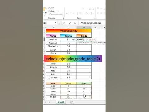 Prepare Exam Grade Sheet in Just 5 Seconds | Vlookup Formula | #shorts #excel #exceltips - YouTube