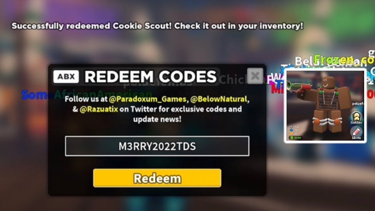 new tds code (M3RRY2022TDS) | Cookie Scout (Roblox TDS) - YouTube