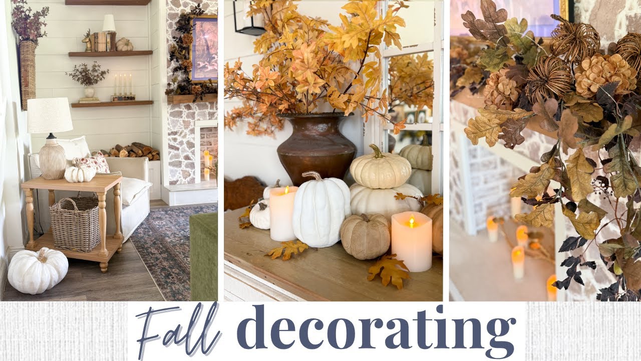 FALL DECORATING IDEAS 🍁 FALL LIVING ROOM, MANTLE + ENTRYWAY | DECORATE ...