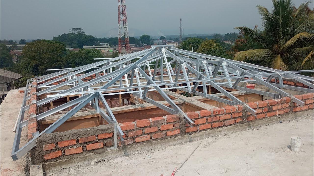 pemasangan rangka atap limas menggunakan baja ringan/kanal C - YouTube