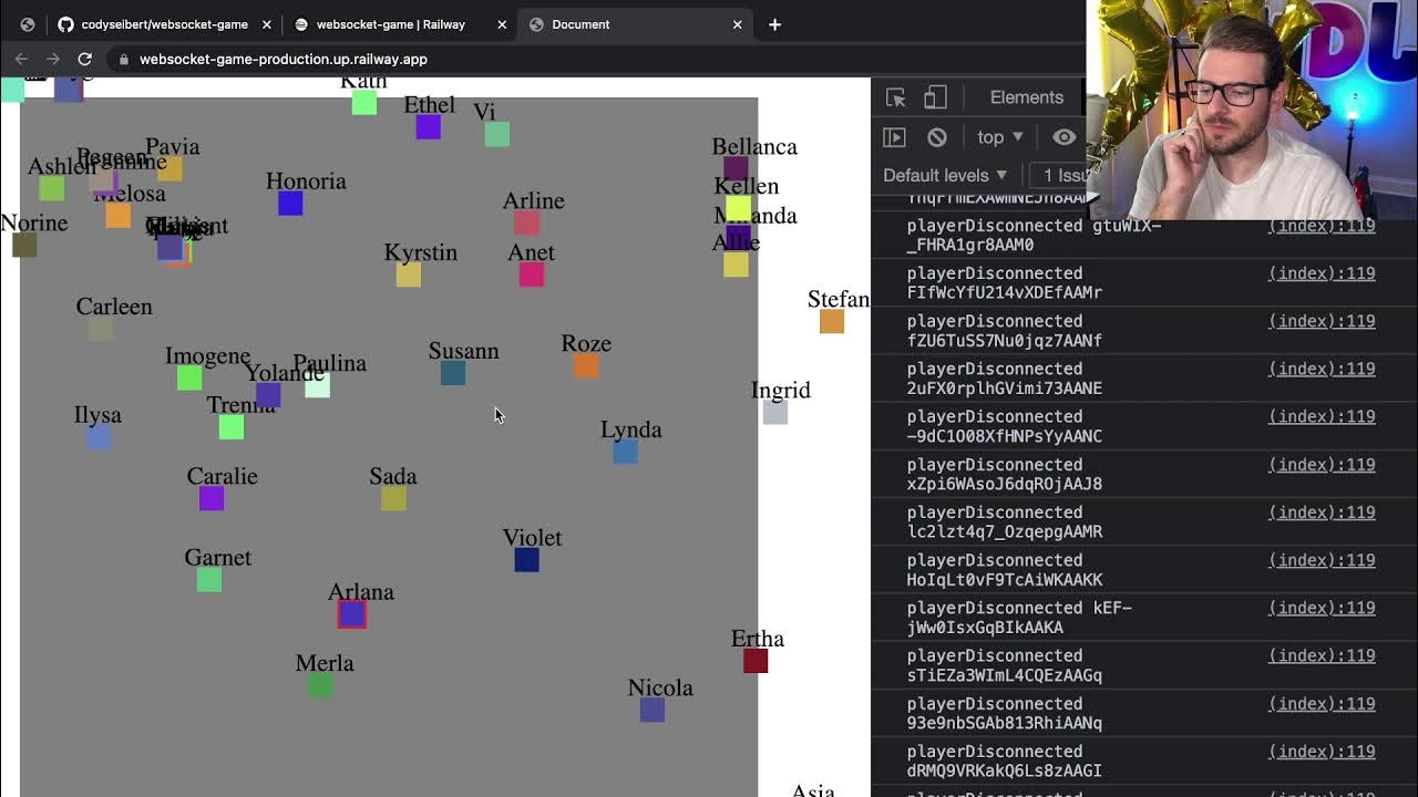 Playing around making a vanilla js websocket game - YouTube