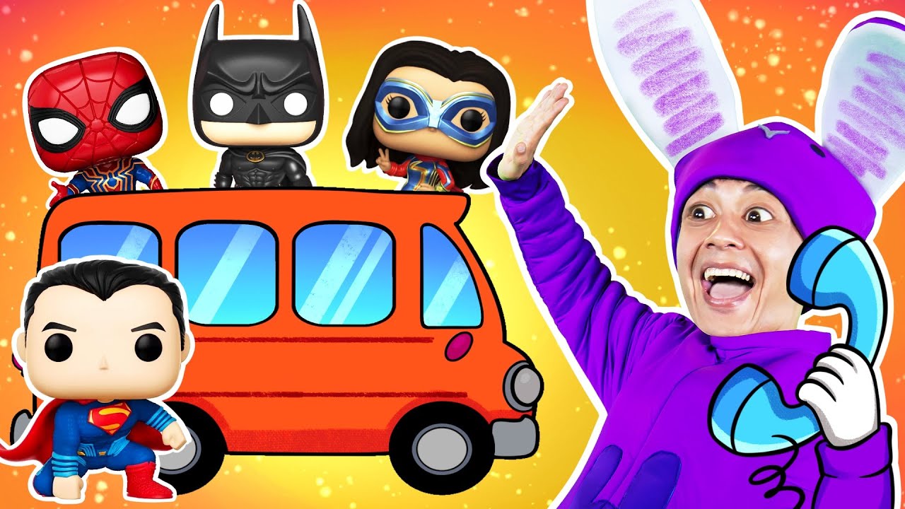 SuperHeroes Fixing the Wheels On The Bus * More Kids Songs and Sing ...
