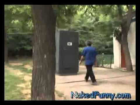 Naked and Funny. A Toilet Without Stalls