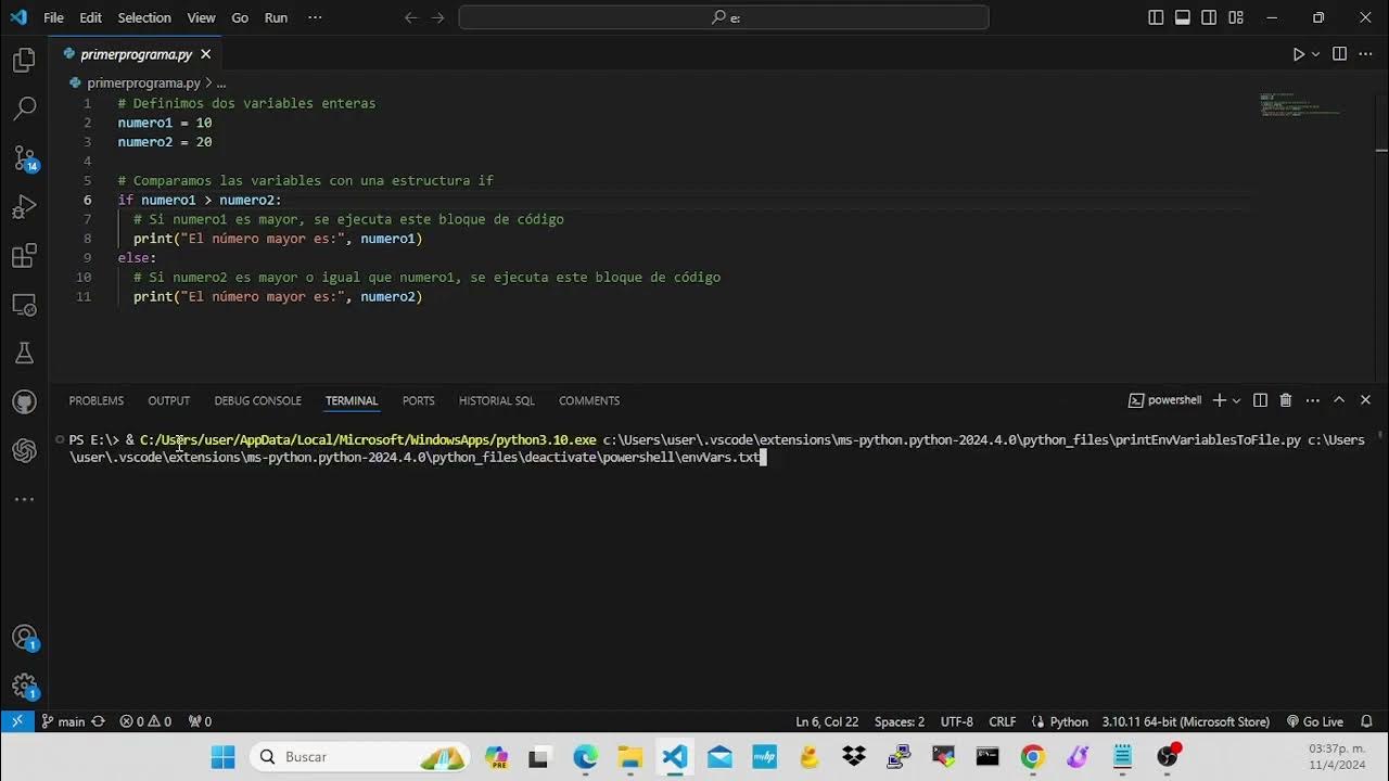 Mi primer programa en Python - YouTube