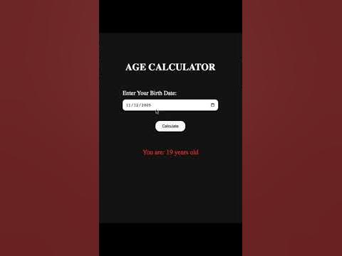 Age Calculator||HTML CSS JavaScript||#coding_vines #biscode - YouTube