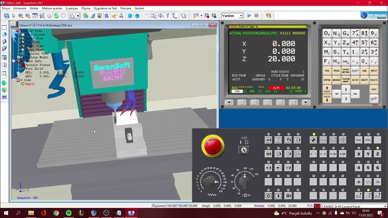 SSCNC Simulation FREEZE Takım Sıfırlama ve Kod aktarma işlemi - YouTube