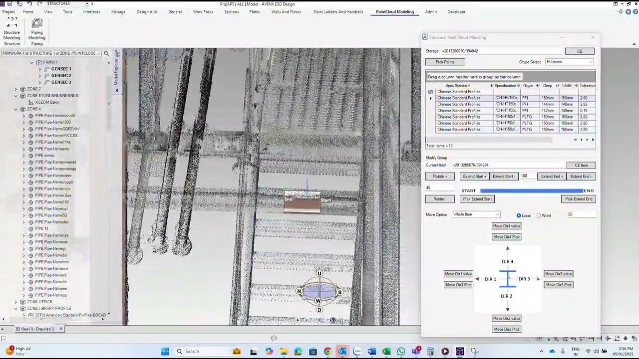 Modeling steel structure on point cloud in Aveva E3D - YouTube
