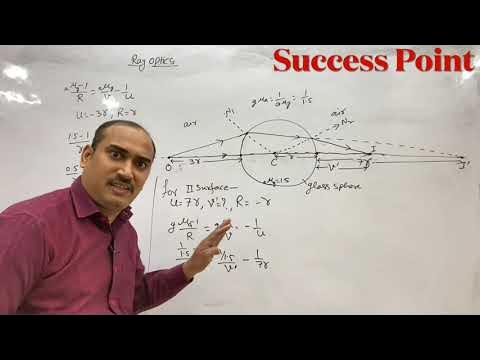 A point object is placed at O in front of a glass sphere as shown show formation of image by ...