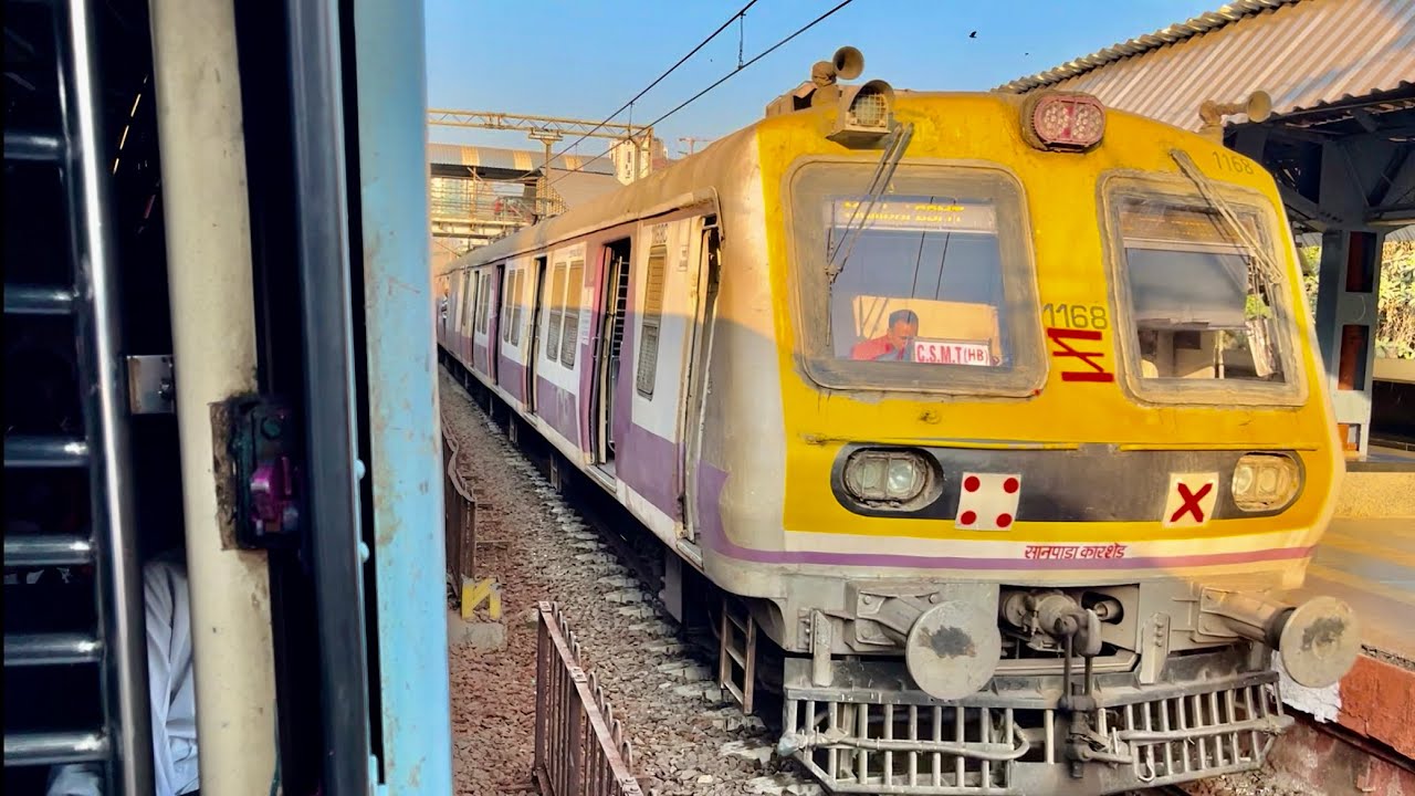 CSMT Local Train cross CSMT Local Train at Vadala Railways Station ...