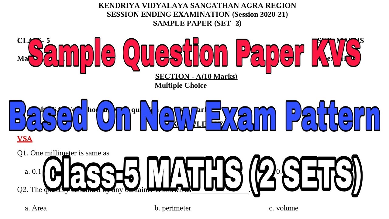Sample Question Paper For KV Students Class 5 Maths Annual Exam Sample Question Paper For KV Students Class 5 Maths Annual Exam