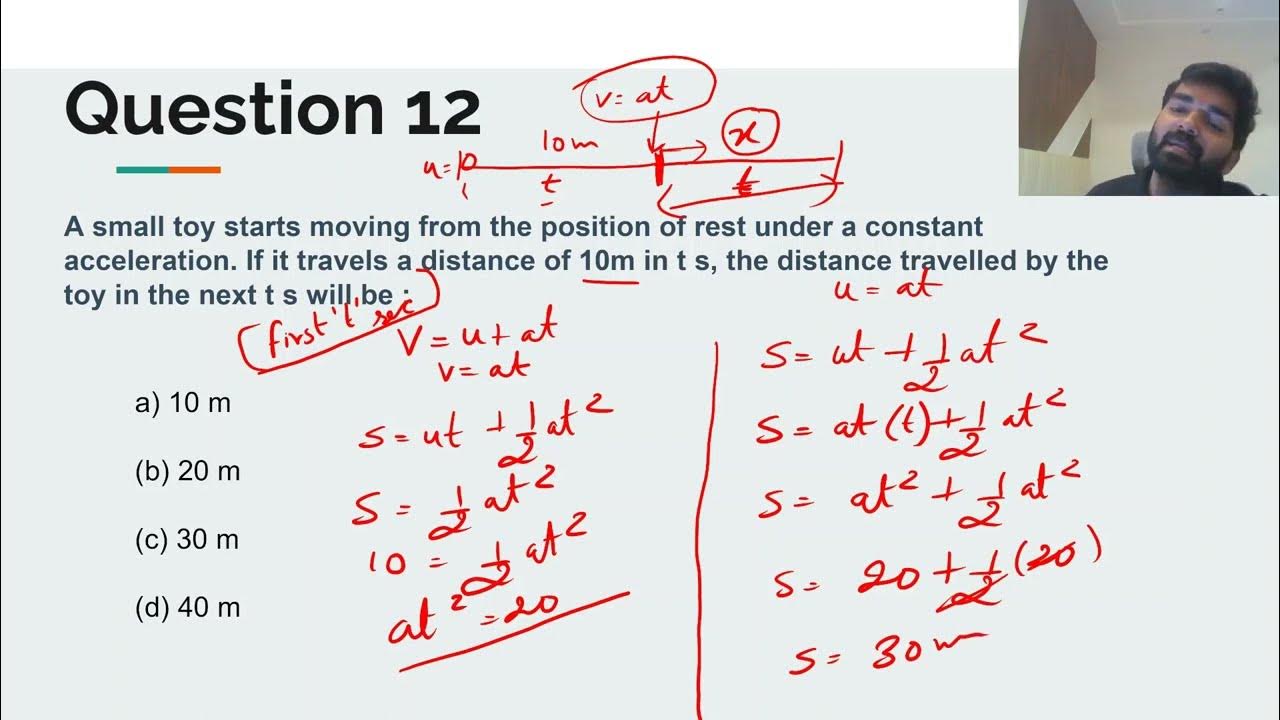 JEE Physics Solved Question 12 - Equation of Motion - 1D Kinematics ...