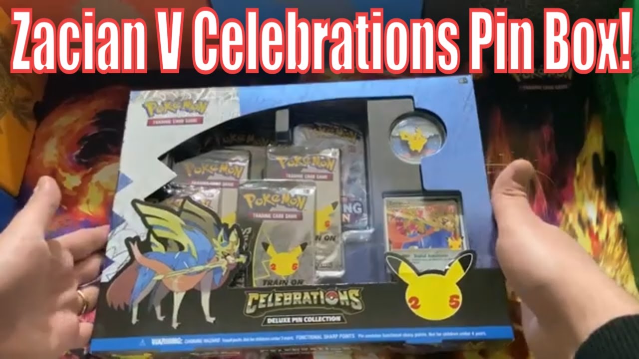 Zacian V Celebrations Pin Box! (Unboxing) - YouTube