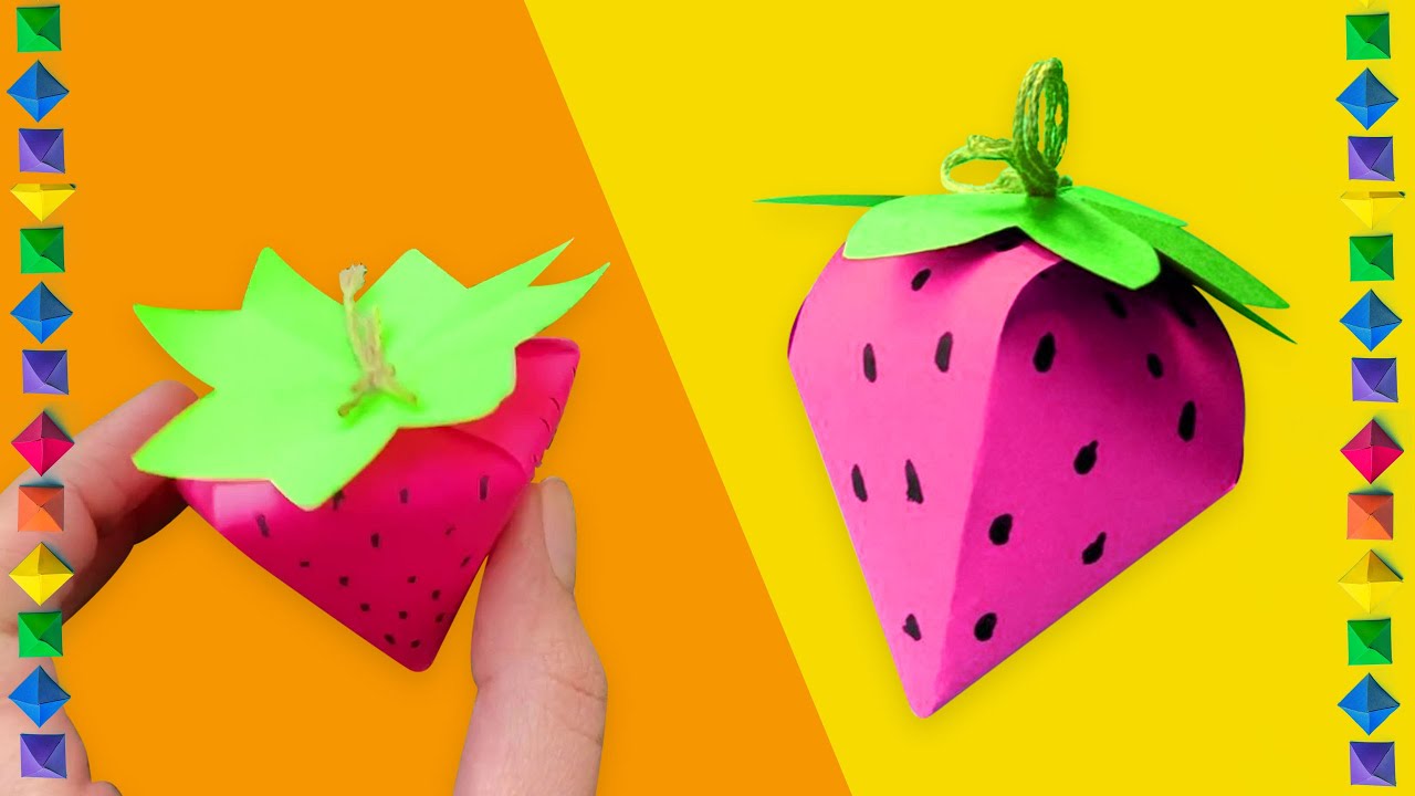 DIY- SIMPLE WAY TO MAKE 3D PAPER STRAWBERRY / Origami Art & Craft ...