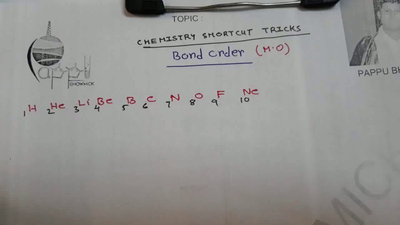 Chemistry shortcut tricks, Bond order,Video no : 01, Mr.Pappu Bhowmick ...