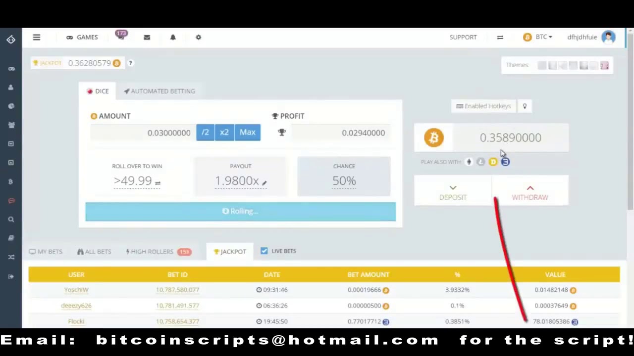 Bitsler Script (1 Bitcoin A Day Hack) December 2017 - YouTube