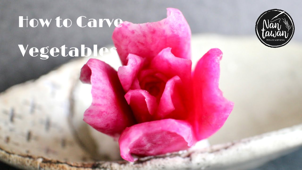 Vegetables Carving with Radish & Carve rose バラクル彫方 - YouTube
